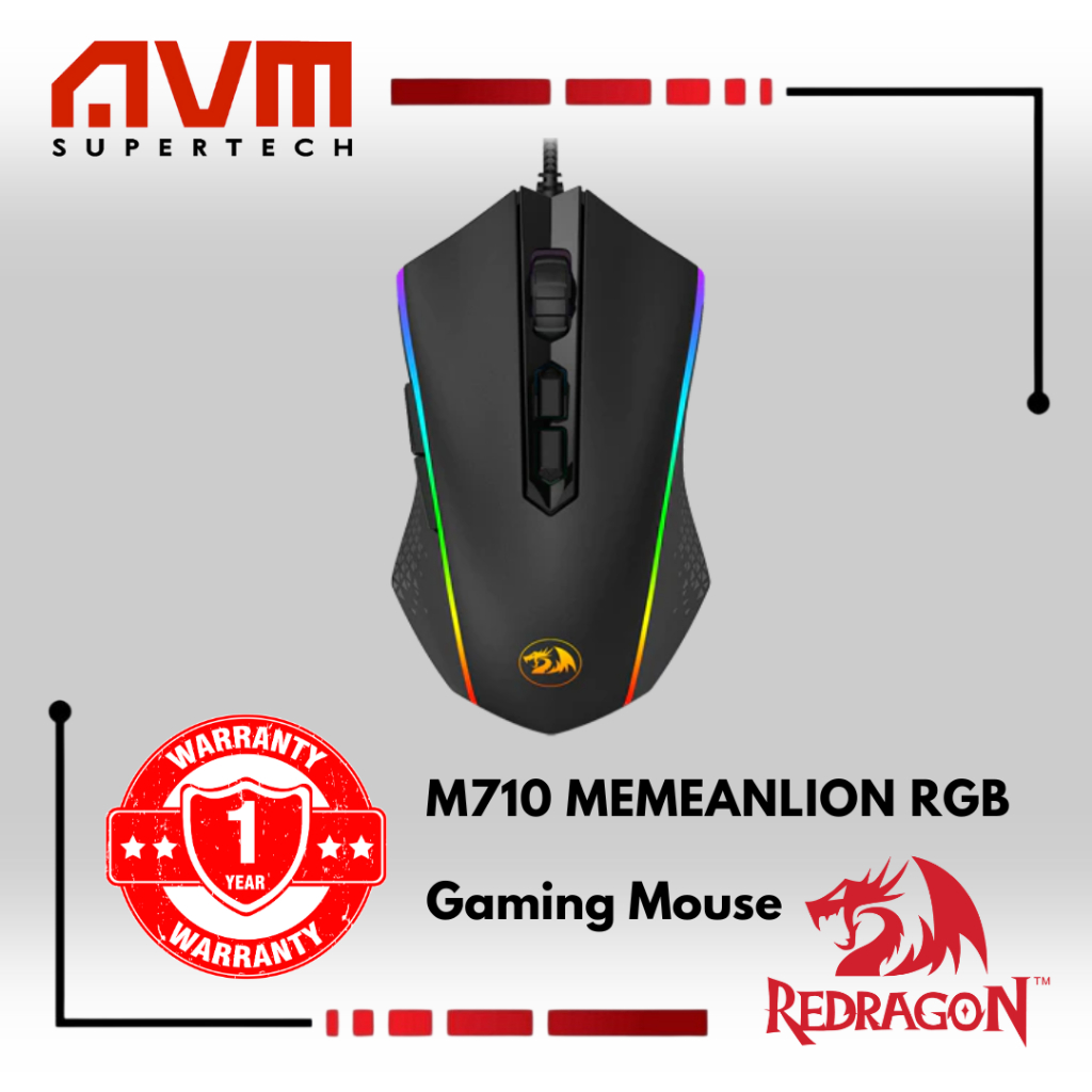 AVM REDRAGON M710 MEMEANLION CHROMA RGB 5000 DPI Gaming Mouse | Shopee ...