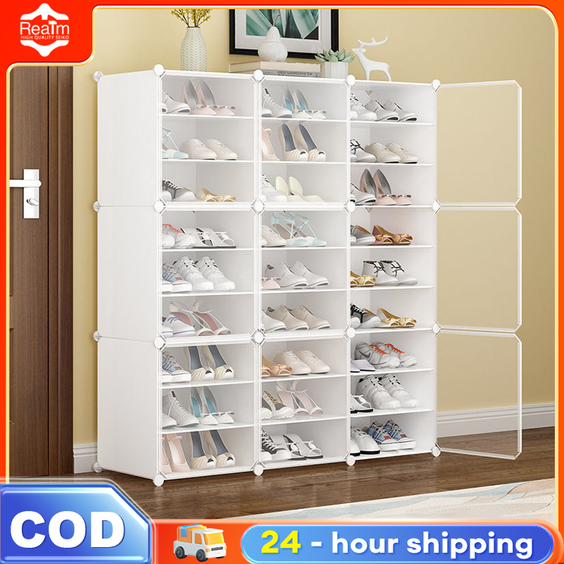 Shoe Rack With Door Rak Kasut DIY almari kasut Bertutup Rack Shelf Shoe ...
