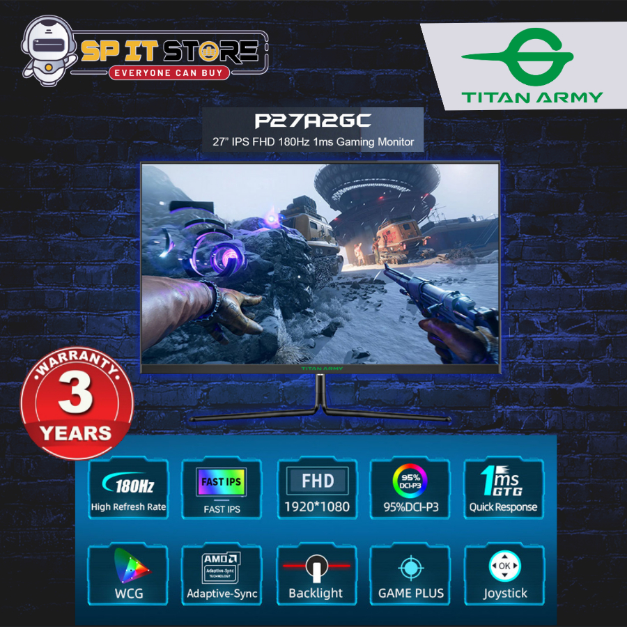 TITAN ARMY 27" / IPS / FHD/ 180HZ / 1MS GAMING MONITOR (P27A2GC ...