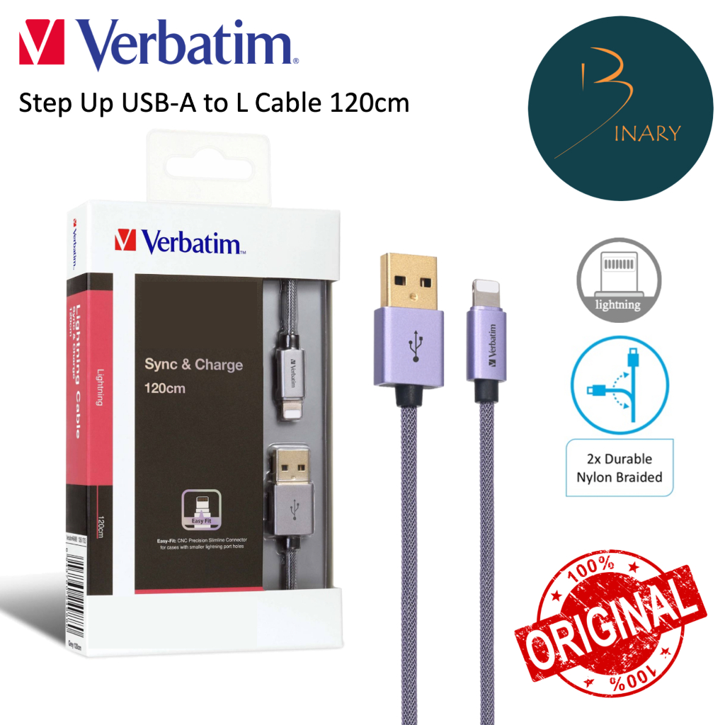 Verbatim Step-up USB-A to Lightning Cable 120cm | Shopee Malaysia