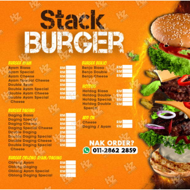 Sticker Cermin Stall Burger (MENU) | Shopee Malaysia