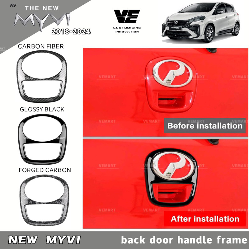 Vemart Perodua myvi gen3 mg3 2018-2023 back door handle cover carbon ...