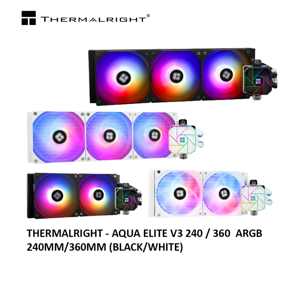 THERMALRIGHT AQUA ELITE V3 240 / 360 ARGB AIO LIQUID COOLER - BLACK ...
