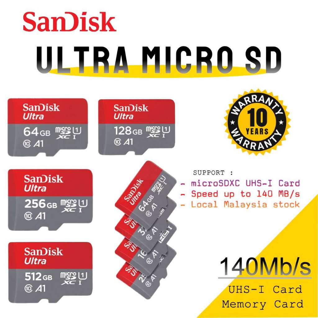STYLISHSTORE Original SANDISK Ultra Class 10 UHS-I Micro SD Card Speed ...