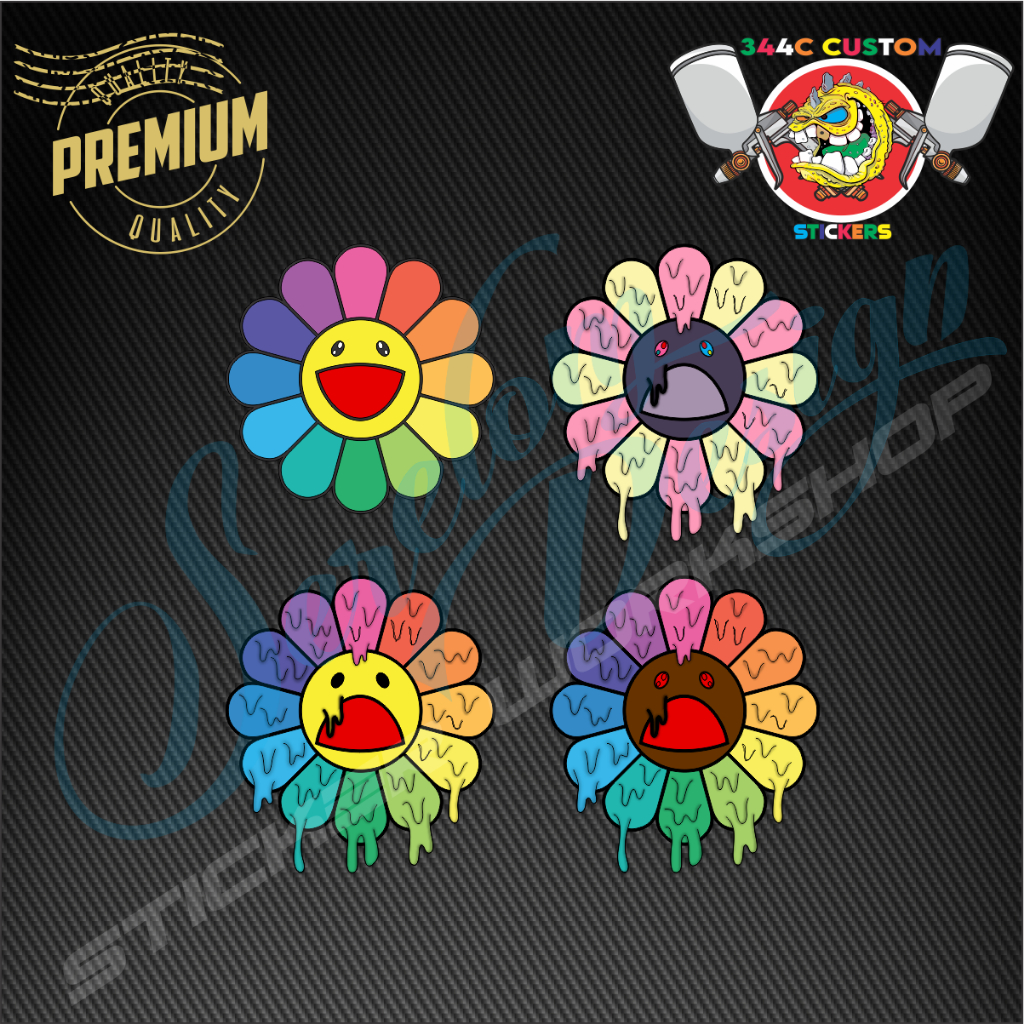 Sticker Kereta Motor Helmet Laptop Kelakar Bunga Murakami Leleh Vinyl ...