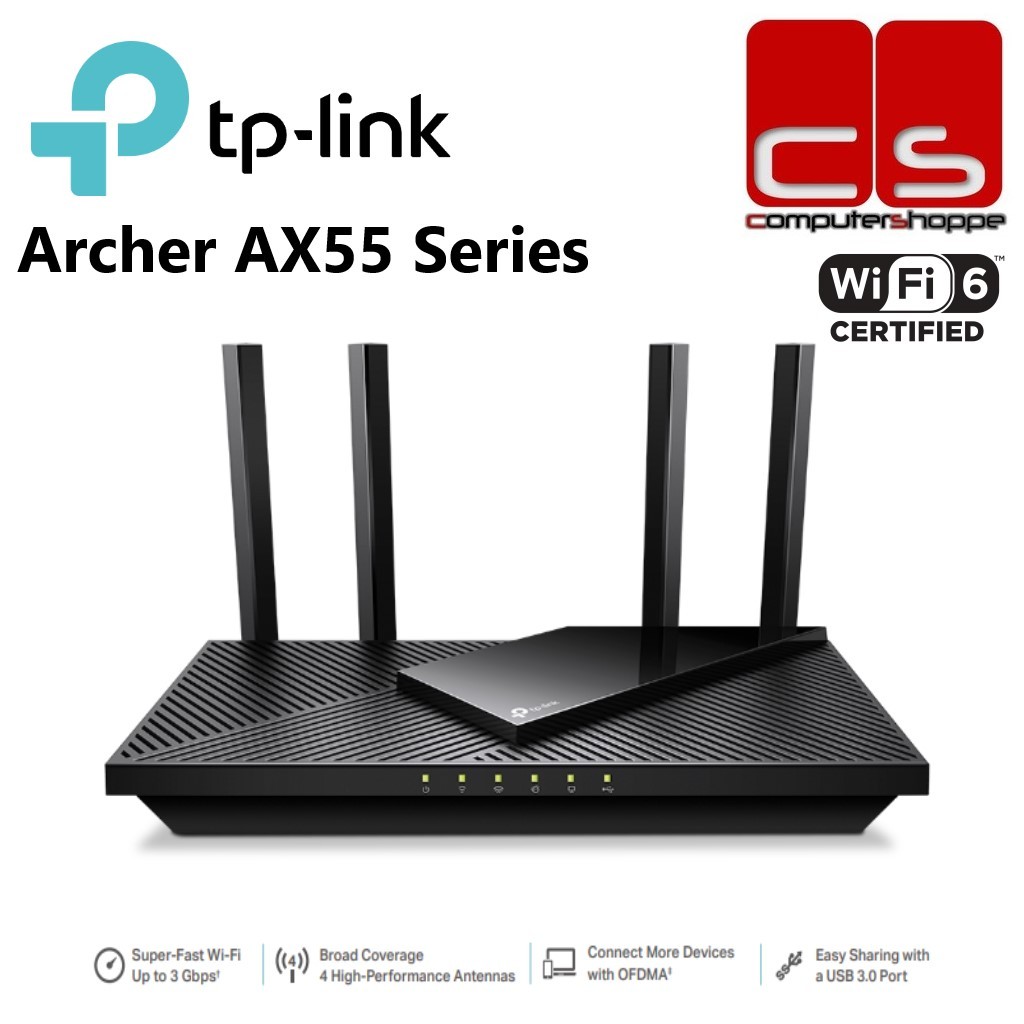TP-Link Archer AX55 Series AX3000 Multi-Gigabit Wi-Fi 6 Router - AX55 ...