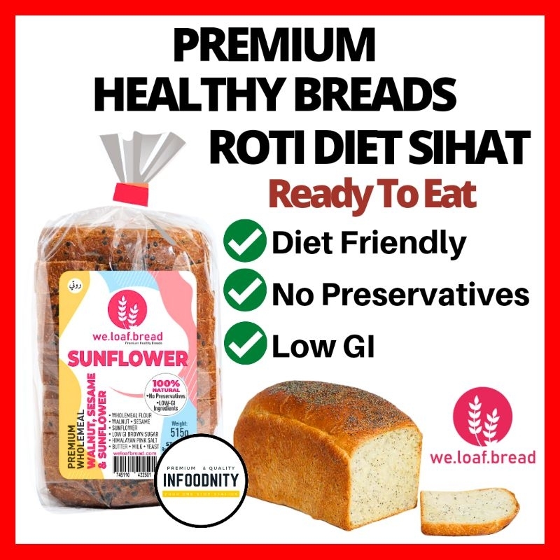 WE LOAF BREAD Healthy Bread LOW GI Bread Wholemeal Bread Loaf Roti Diet ...