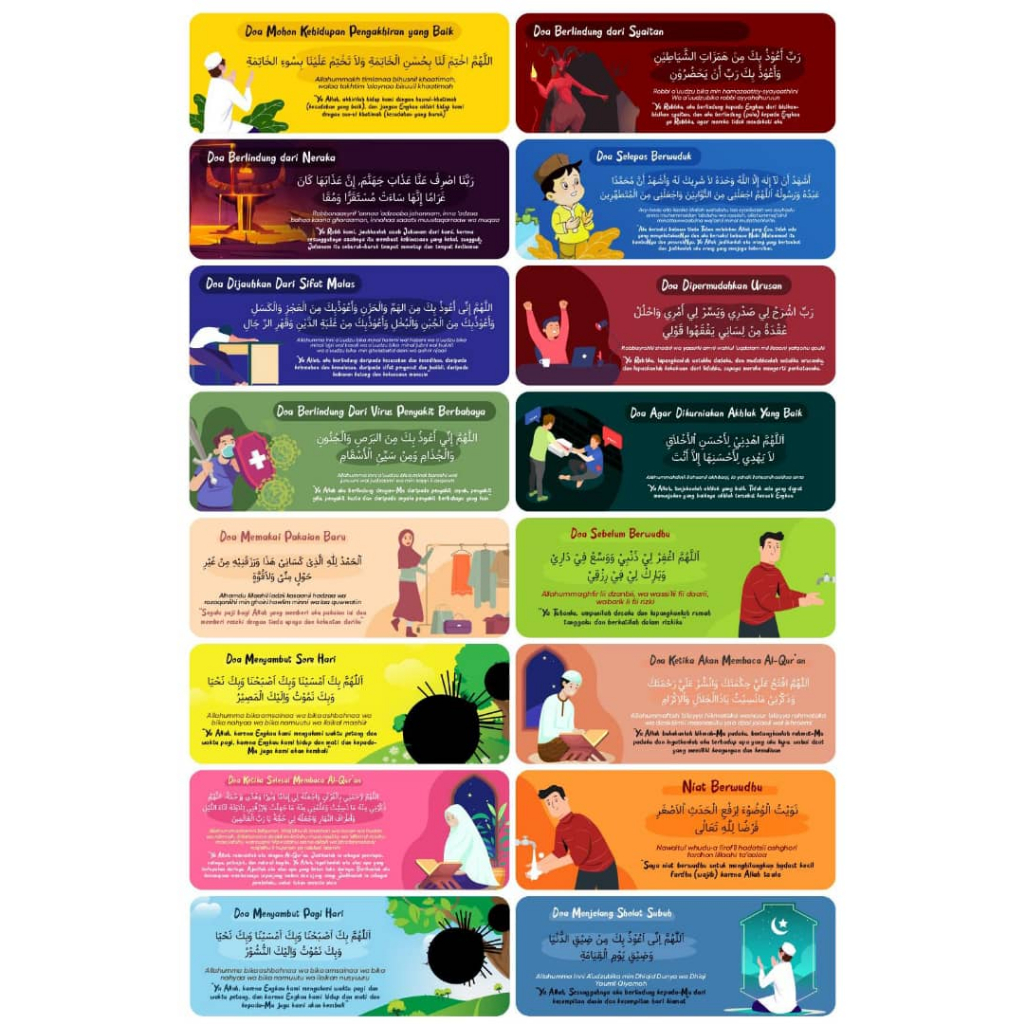 STICKER DOA-DOA HARIAN /DOA MAKAN / DOA MASUK TANDAS / DOA BELAJAR ...