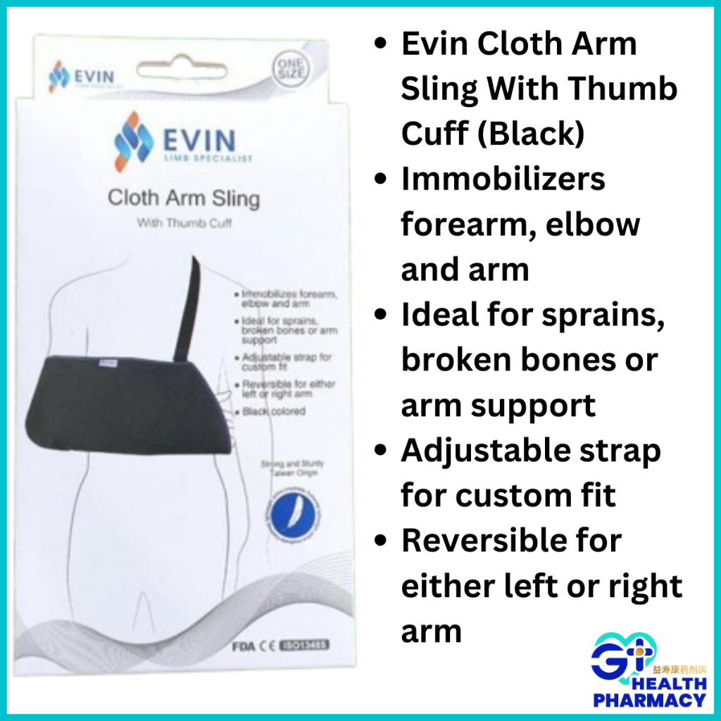 EVIN ARM SLING CLOTH WITH THUMB CUFF (BLACK) | Shopee Malaysia