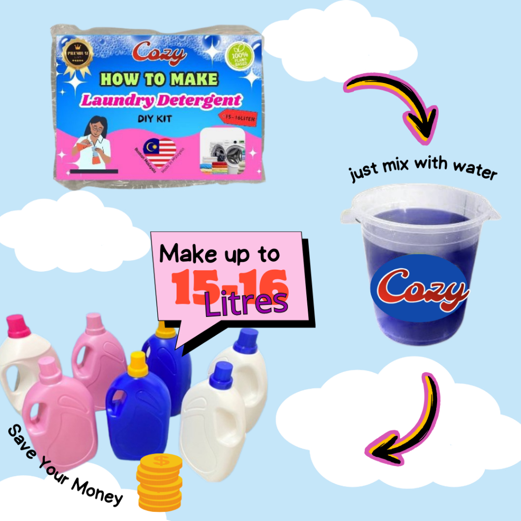Cozy 4 in 1 sabun dobi DIY KIT (15-16Liter) / laundry detergent DIY KIT ...