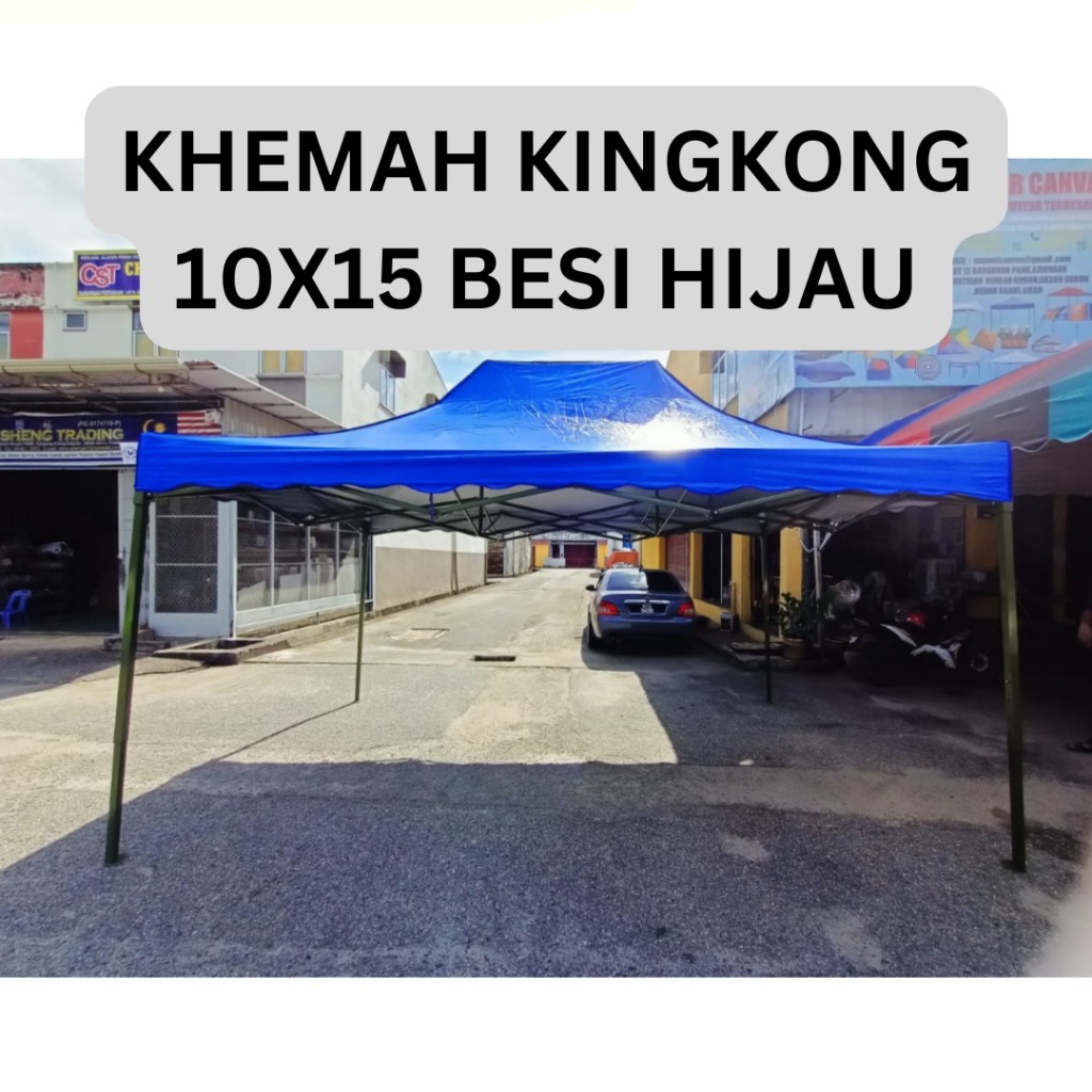 KHEMAH NIAGA PVC BIRU/SILVER DAN BIRU NYLON SAIZ 10ft X 15ft (3MX4.5M ...