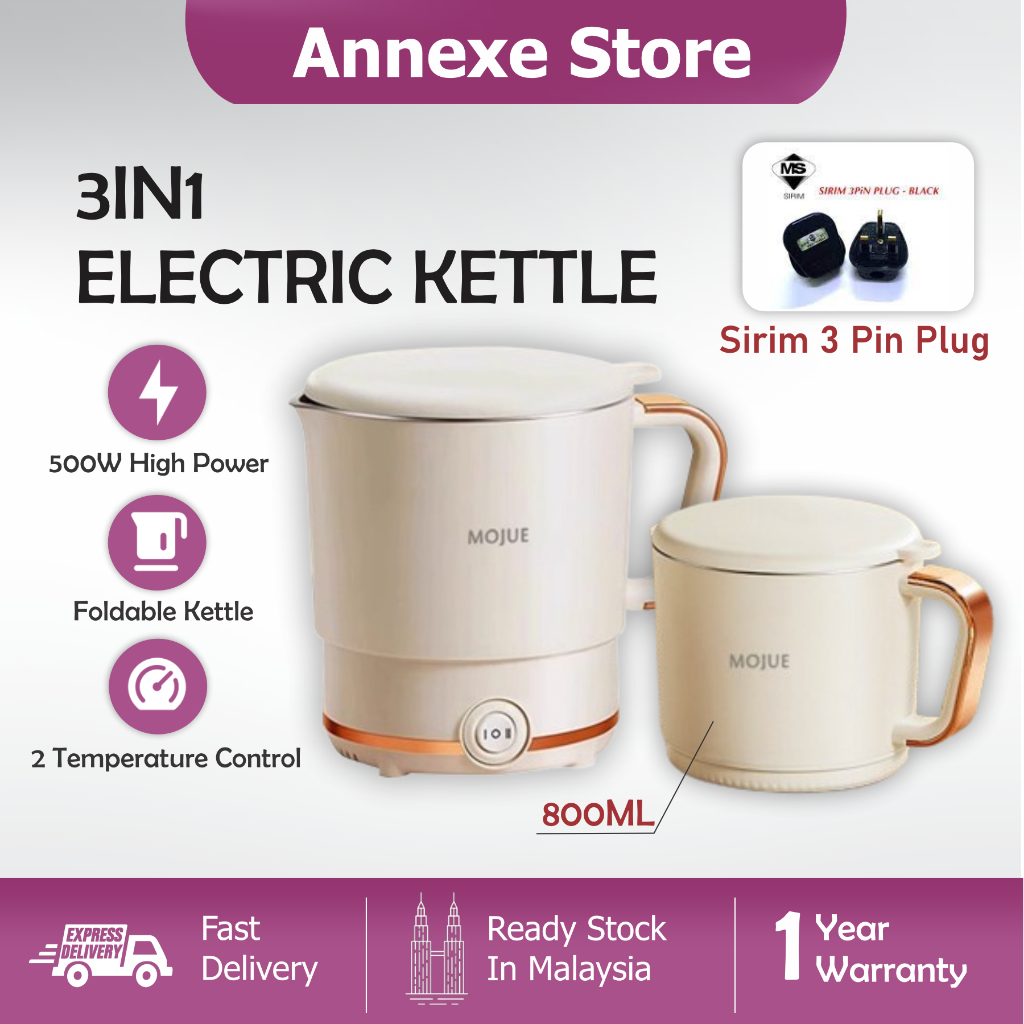 Multifunctin Portable 3 in 1 Foldable Electric Kettle 800ml | Shopee ...