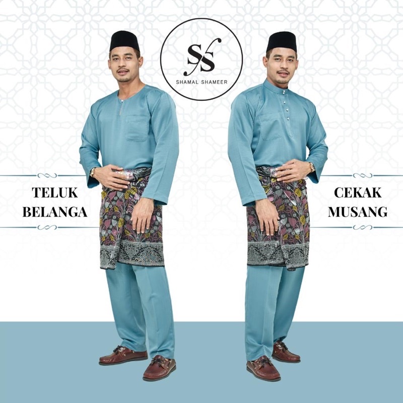 BAJU MELAYU SMOKE BLUE COLOUR TELUK BELANGA / CEKAK MUSANG 2024 TIADA ...