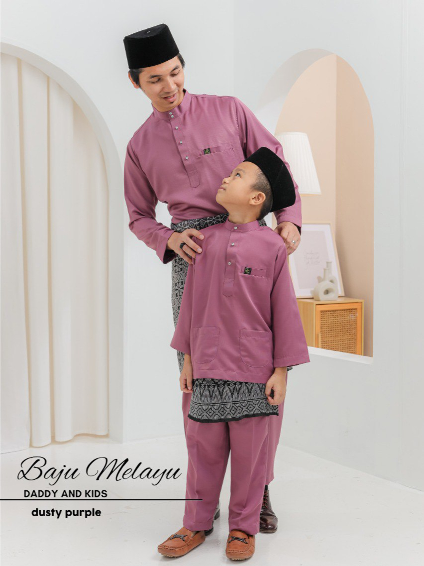 Warna Dusty Purple ∘ Baju Melayu Moden Cekak Musang Set Sedondon Ayah Dan Anak | Shopee Malaysia