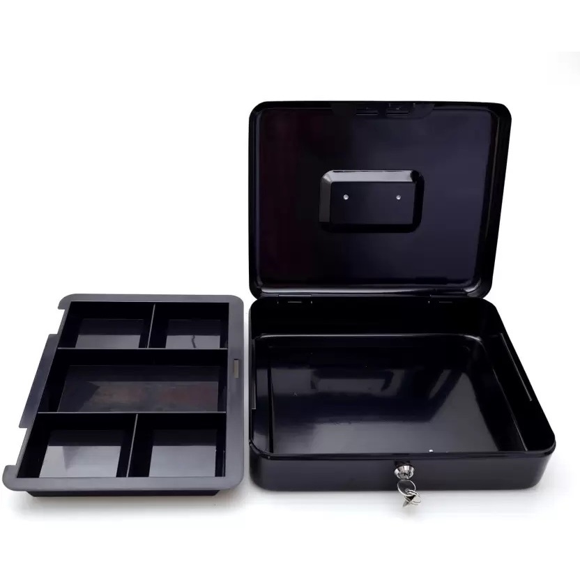 4GL Cash Box (30cm x 24cm x 9cm) Compartment Tray Lockable Security ...