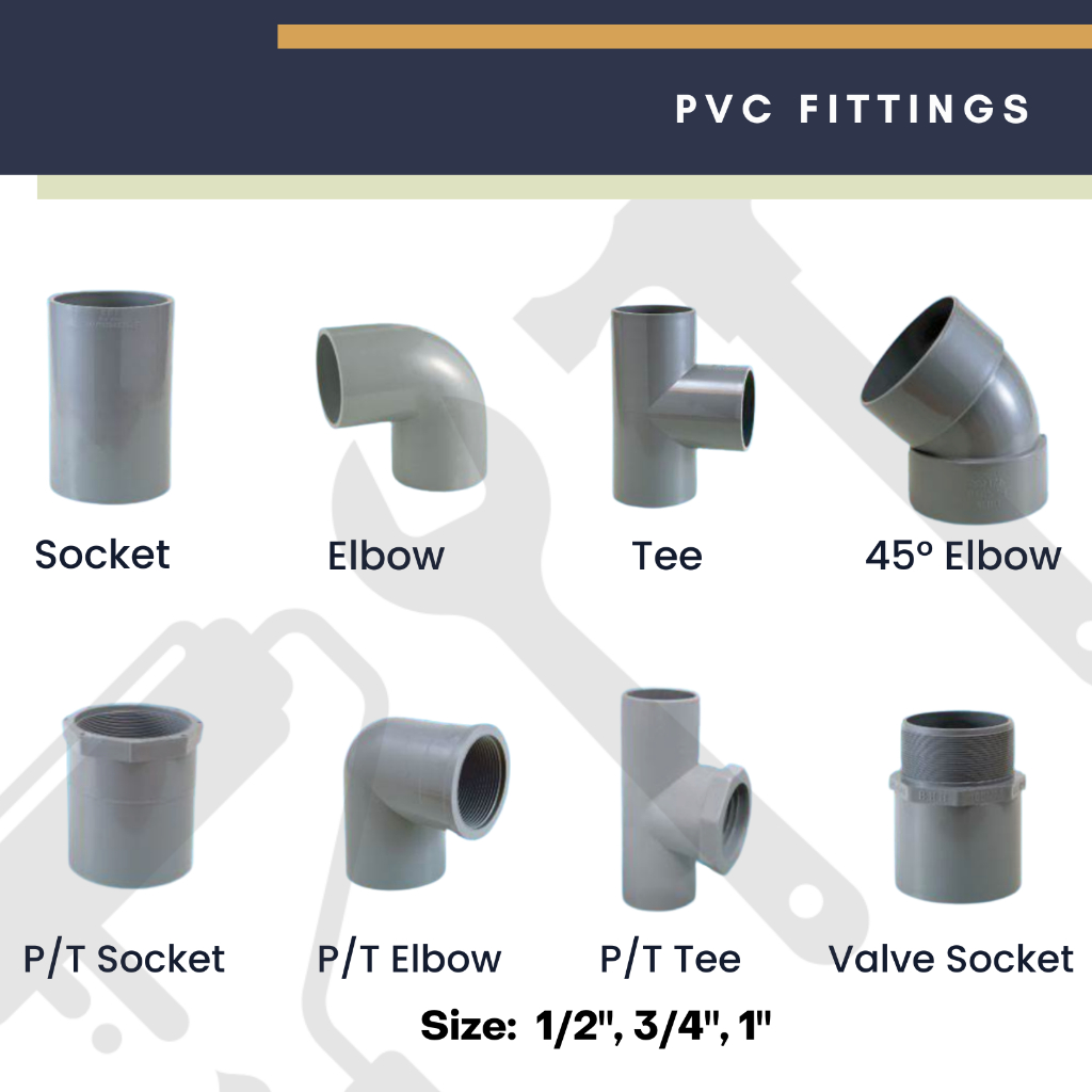 1/2" ~ 1" 15mm ~ 25mm PVC Fitting Paip Kelabu | Socket Elbow Tee P/T ...