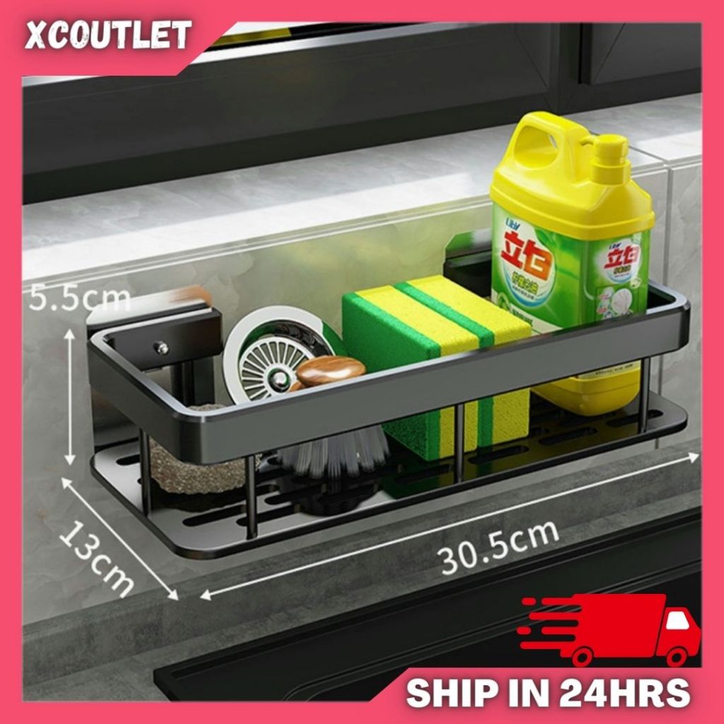 Sink Sponge Holder Rack Sinki Drainer Rack Storage Aluminum Dishcloth ...