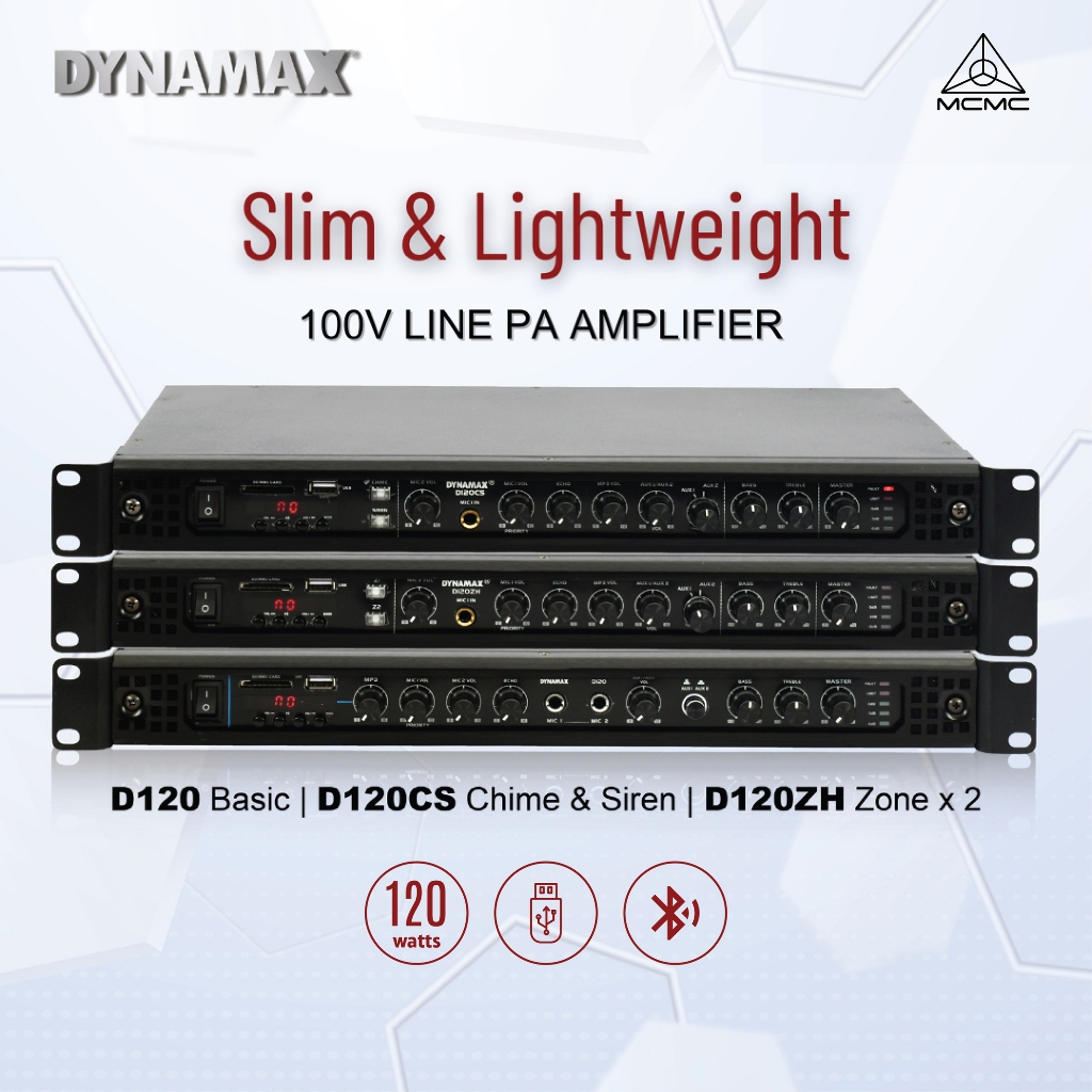 DYNAMAX D120 120W PA Amplifier, Public Address Amplifier, PA System ...
