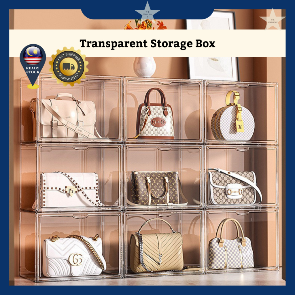 Full Transparent Plastik Tebal Pintu Magnet Rak Kotak Simpan Handbag ...