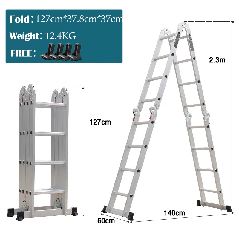 Tangga Lipat Aluminium Heavy Duty Ladder Folding Ladder Foldable Tangga 12 Steps/16Steps/20 Step ...