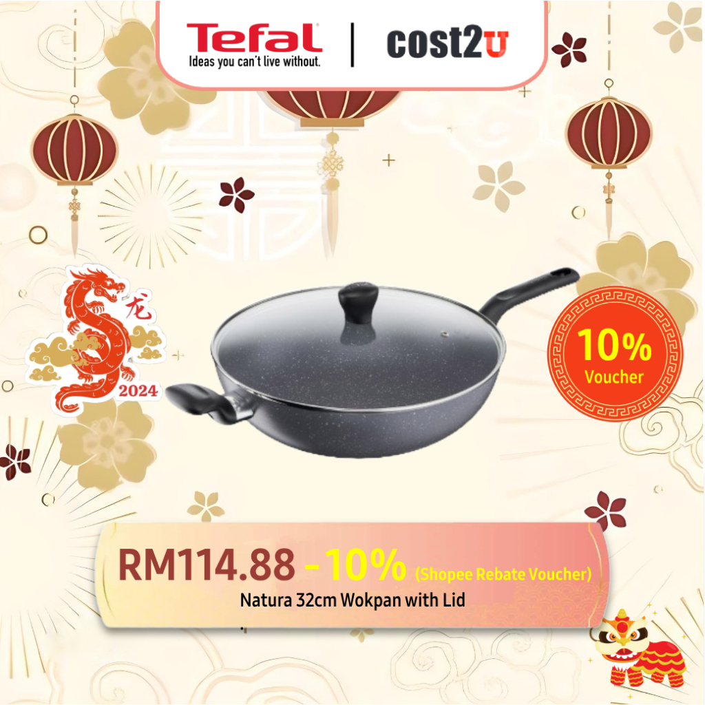 Tefal Non Stick Natura Deep Frypan Wokpan 24-32cm | B22665 B22694 B22606 (Kuali Big Fry Pan Deep ...