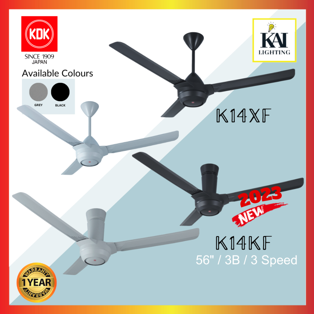 KDK K14X2 / KDK K14XF / KDK K14KF 56'' 3 Blades AC Motor Ceiling Fan ...