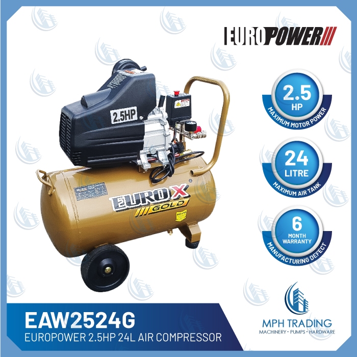 Europower Eurox Gold EAW2524G EAW3060G Heavy Duty Air Tank Air Compressor 2.5HP 3.0HP | Shopee ...