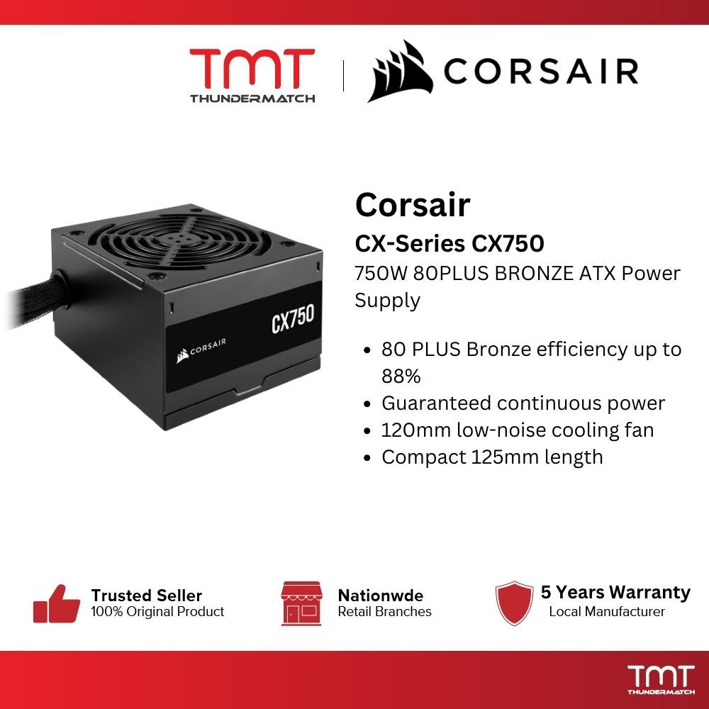 TMT Corsair CX-Series CX750 750W 80PLUS BRONZE ATX Power Supply | Shopee Malaysia