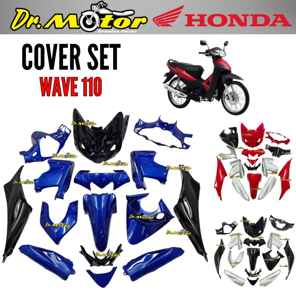 HONDA WAVE 110 WAVE110 COVERSET COVER SET BODY CAVER KAVER BODY SET COMPLETE BLUE RED BLACK ...