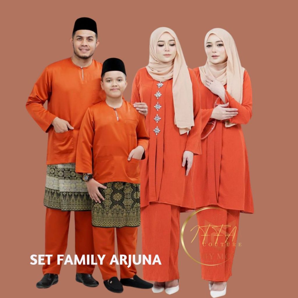[brick orange/oren bata] SET FAMILY KEBARUNG DIAMOND BAJU MELAYU TELUK ...