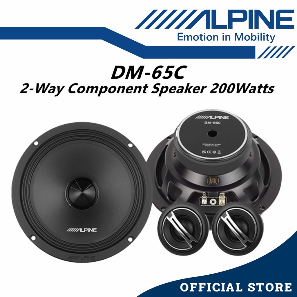 Alpine DM-65C 6.5 inch 2-way Component Speaker 50W RMS 240W Peak Power ...