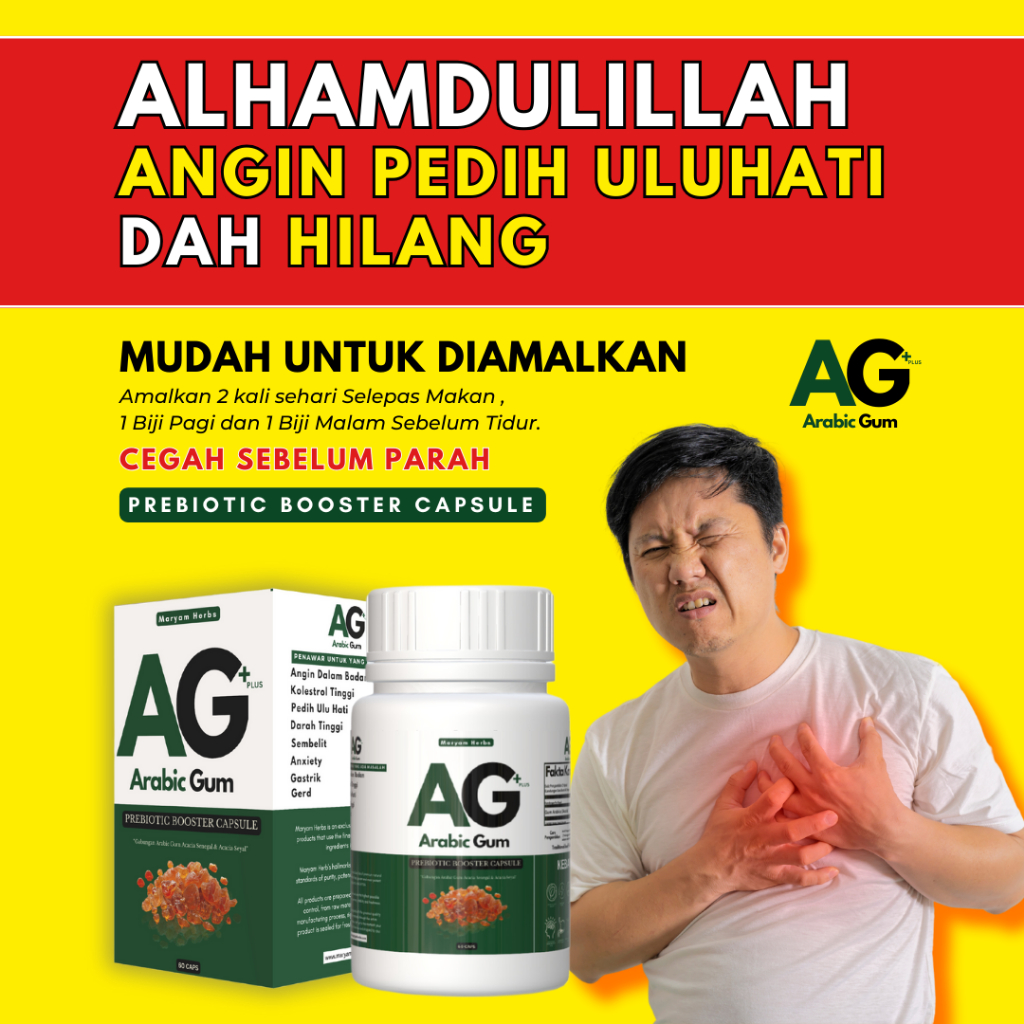 AG Plus Prebiotic Booster Capsule- Maryam Herbs (Kapsul Buang Angin ...
