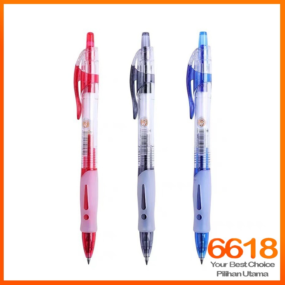 Tekan Gel Pen Peluru Hitam Biru Merah Pen Air 0.5mm Jenis Akhbar Pen ...