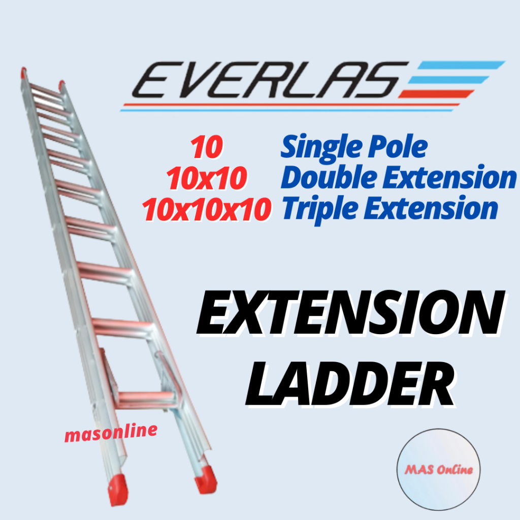 10 Kaki Everlas Tangga Slide Aluminium Double Extension Ladder Heavy ...