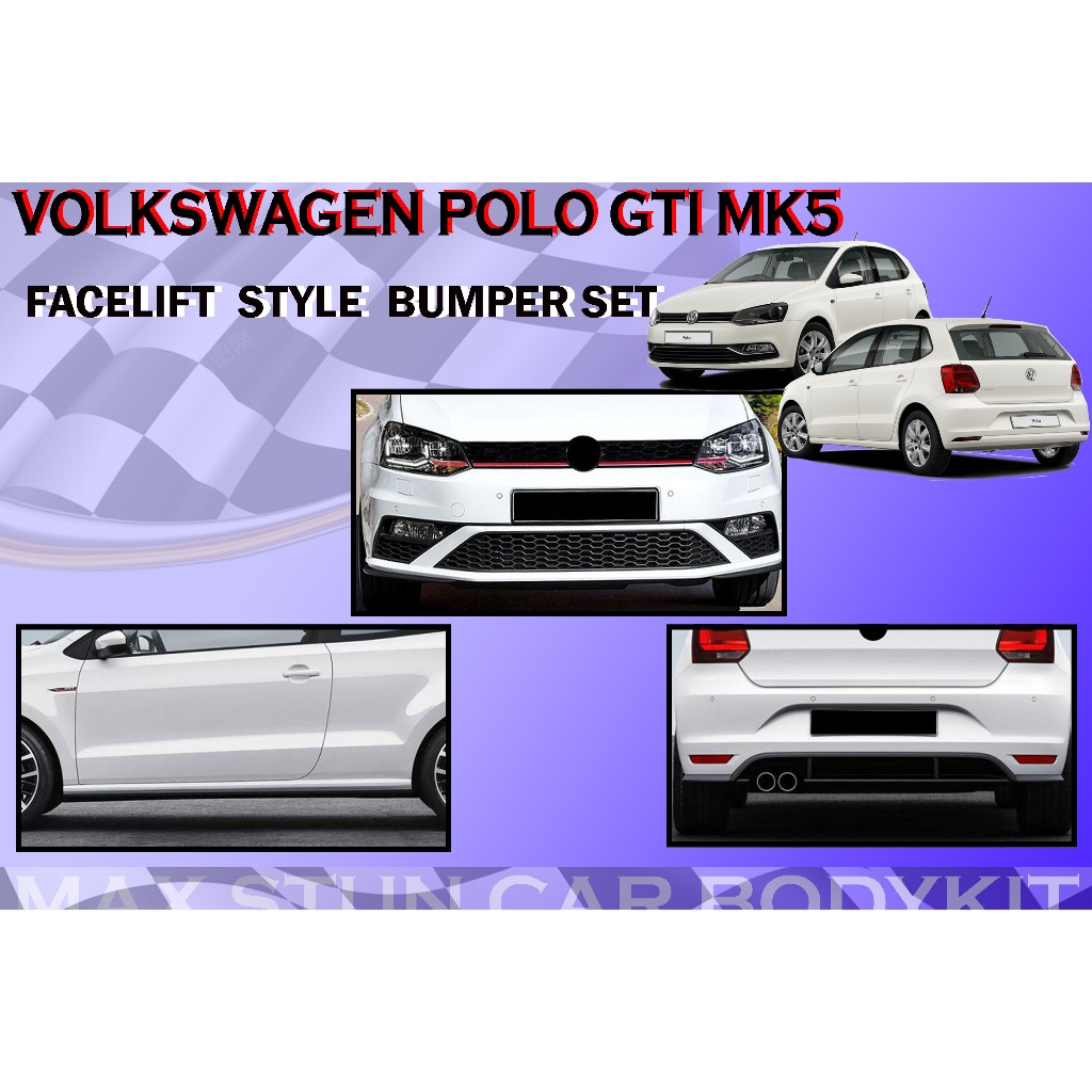 VOLKSWAGEN POLO GTI MK5 FACELIFT STYLE BUMPER SET FRONT BUMPER REAR ...