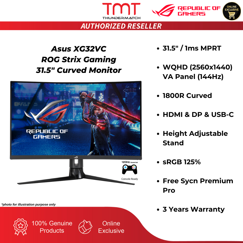 Asus XG32VC ROG Strix 31.5" Gaming Curved Monitor | 1ms (MPRT) | WQHD ...