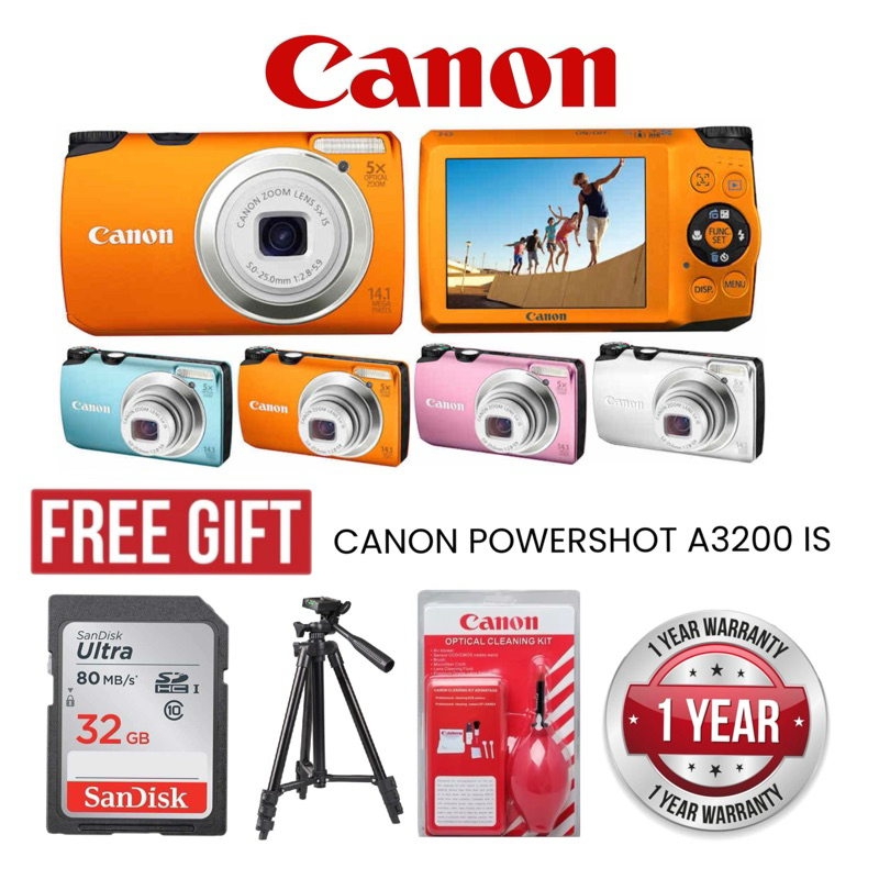CANON POWERSHOT A3200 IS DIGITAL CAMERA COMPACT CAMERA POINT AND SHOOT CAMERA ORIGINAL (1 years ...