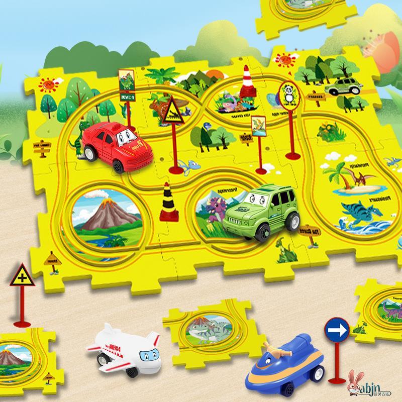 4 Themes Map Car Toy Model Puzzle Car Track Rail Vehicle Airplane ...