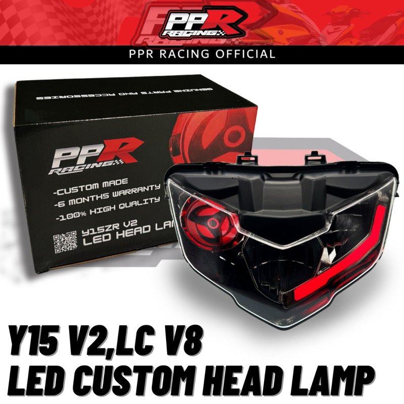 PPR RACING LED CUSTOM HEAD LAMP Y15ZR V2 LC135 V8 LAMPU DEPAN HEADLIGHT FRONT LAMP PNP Y15 LC FI ...