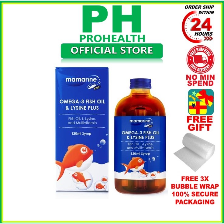 [EXP:03/2026]Holistica Mamarine Omega-3 Fish Oil & Lysine Plus Syrup ...