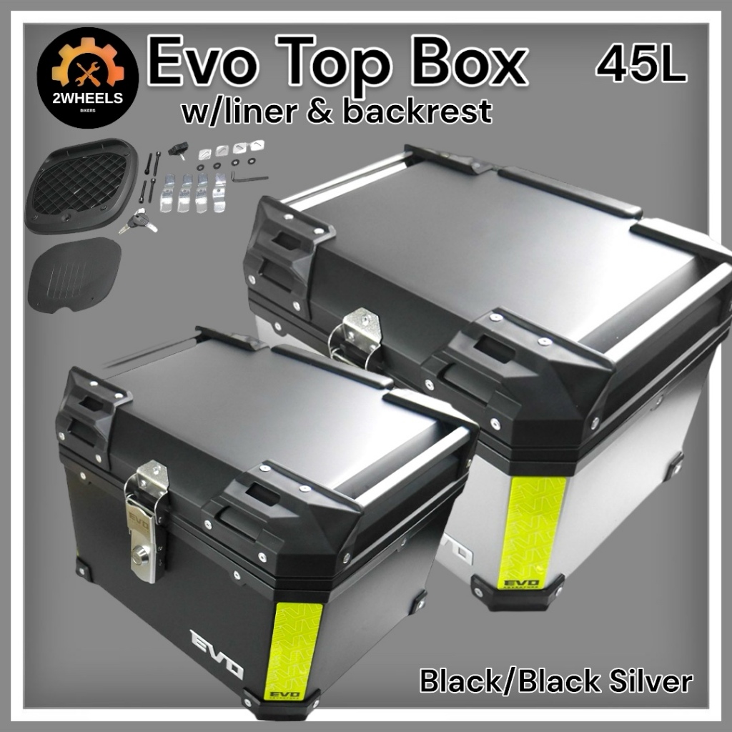 EVO ADVENTURE TOP BOX W/LINER & BACKREST 45 L (SQUARE) ABS MATERIAL ...