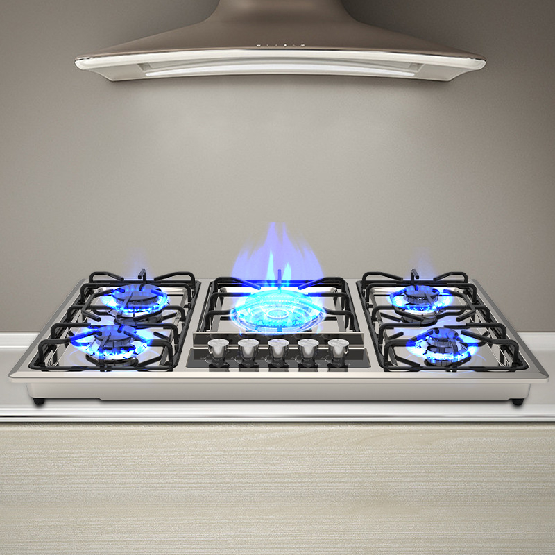 (Lowest price)Stainless Steel Gas Hob/5 Sabaf Burners/Stainless Steel ...