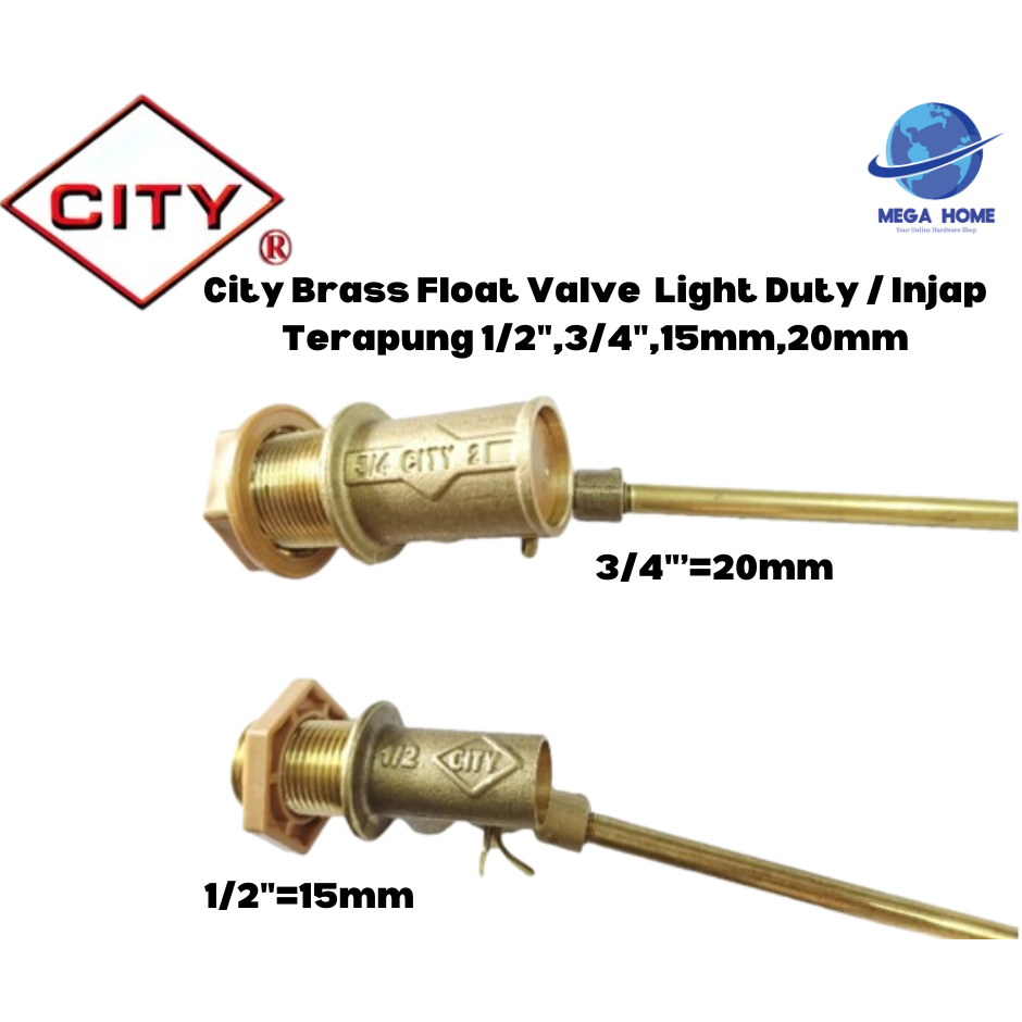 STOCKED FAST SHIPPING🔥现货速发 CITY® Brass Float Valve 1/2" 3/4" Light Duty ...