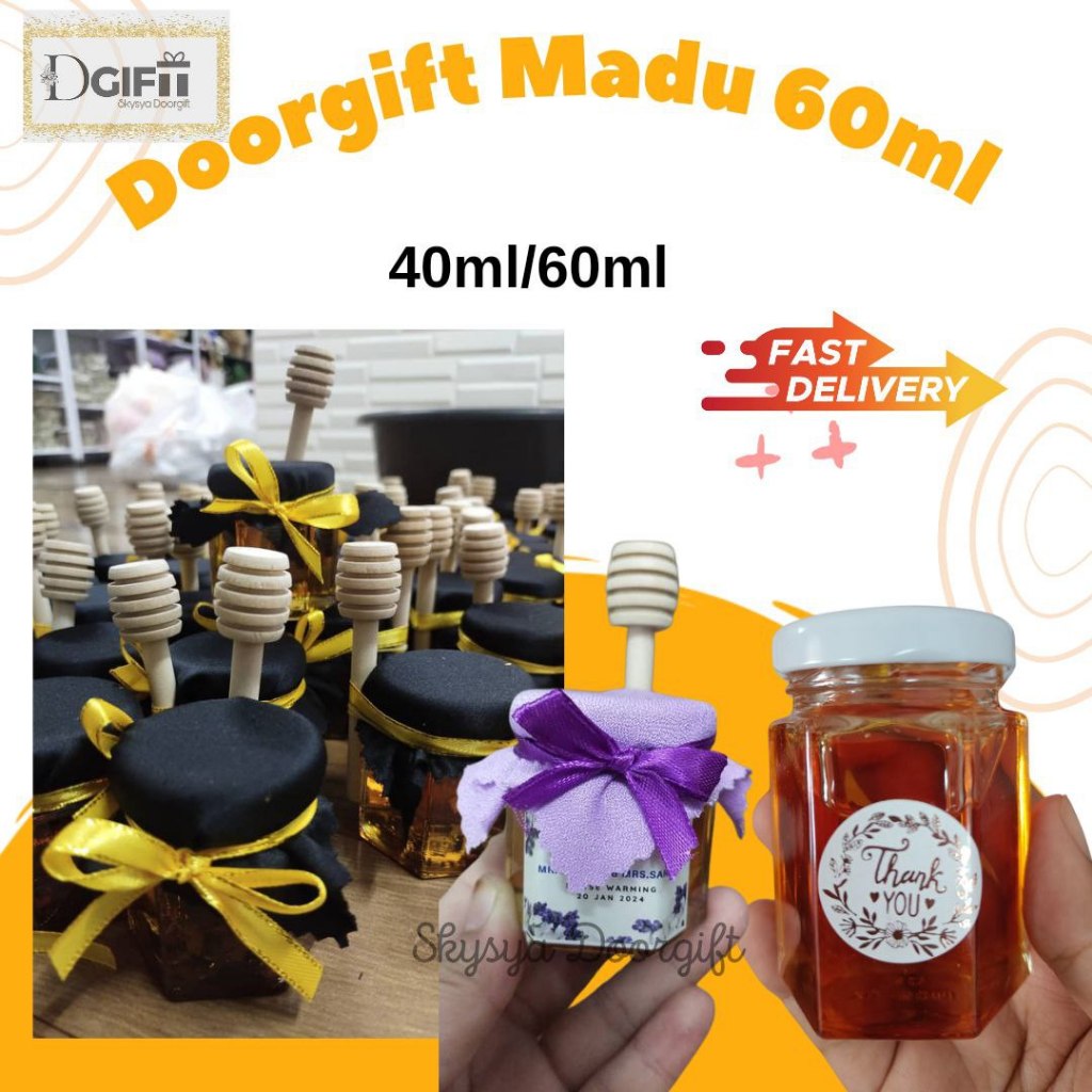 Doorgift Madu, honey in jar 20ML, 40ML Custom decoration goodies honey ...