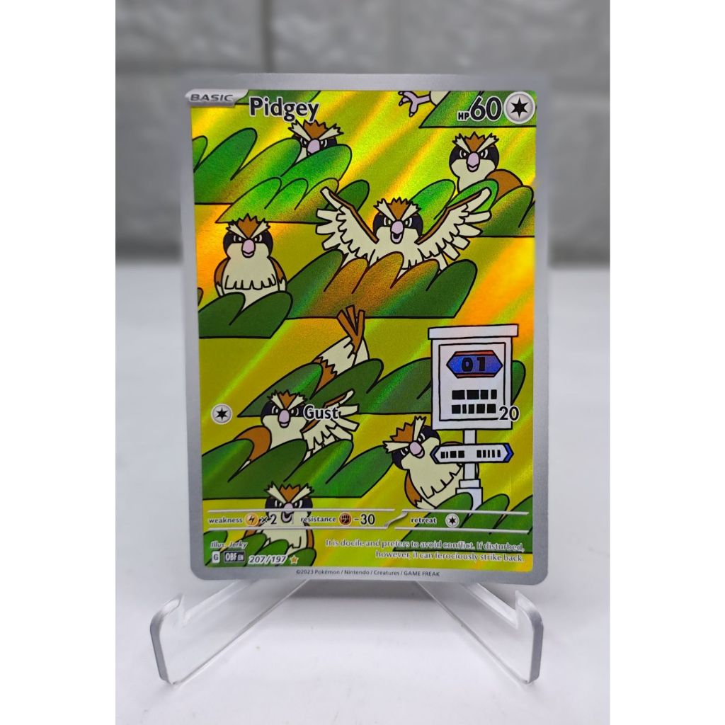 Pokemon TCG Pidgey Illustration Full Art 2023 Obsidian Flames 207/197 ...