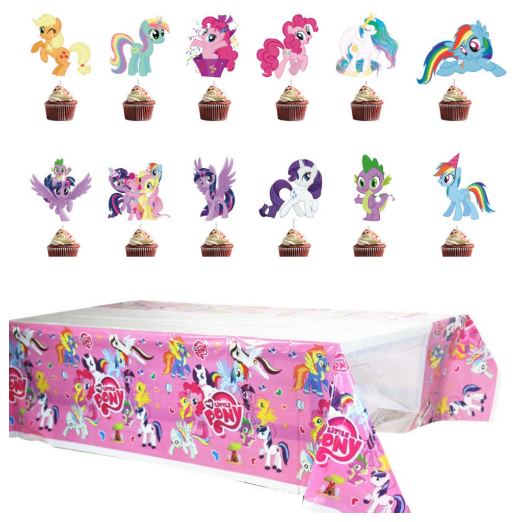 [Ready Stock] My Little Pony Cupcake Toppers & Table Cover Birthday ...