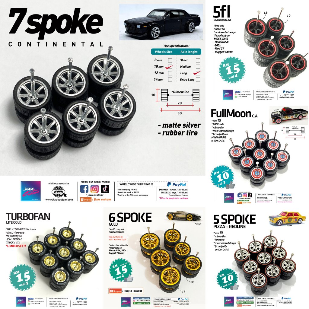 Mix Wheels | Real Riders 7 6 Spoke Flower Pizza Deep Dish JDM Long axle ...