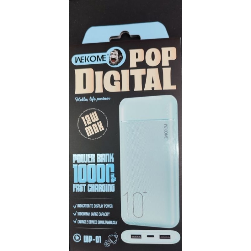 WEKOME POP DIGITAL 2 PORT 10000MAH POWER BANK (BLUE) | Shopee Malaysia