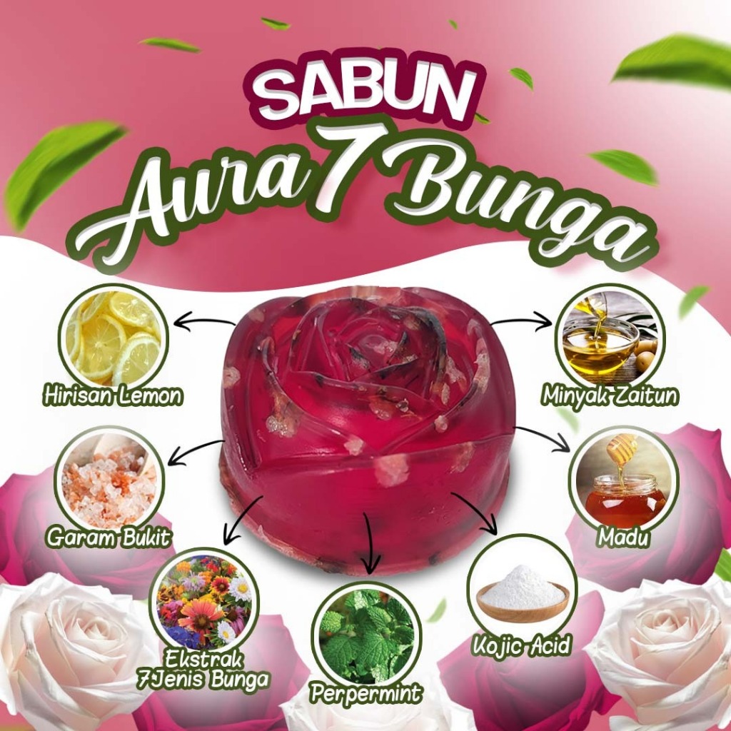 SABUN AURA 7 BUNGA 45 g - menaikkan aura seri wajah | mandi bunga ...
