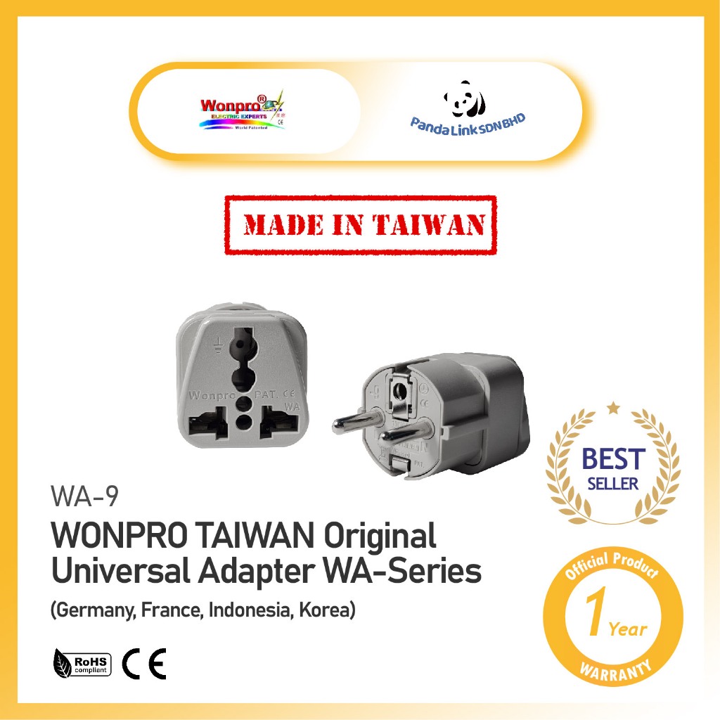 WONPRO WA-9 Taiwan Original Universal Adapter Travel Adapter WA-Series ...